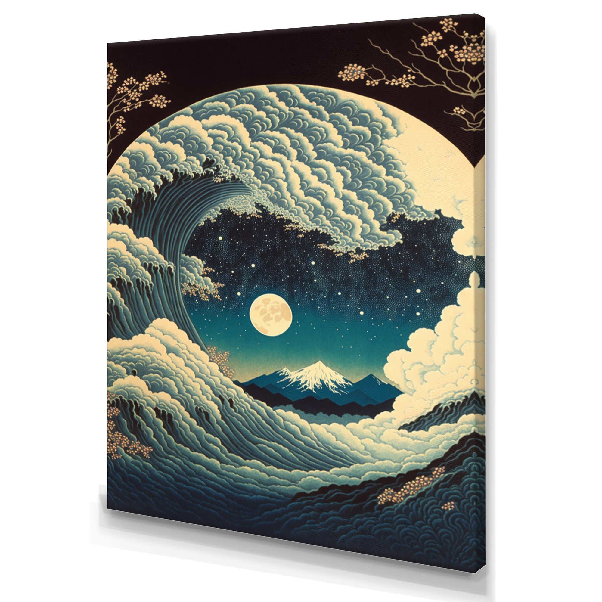 Red Barrel Studio Full Moon Waves by the Mountain Lake - Print on ...