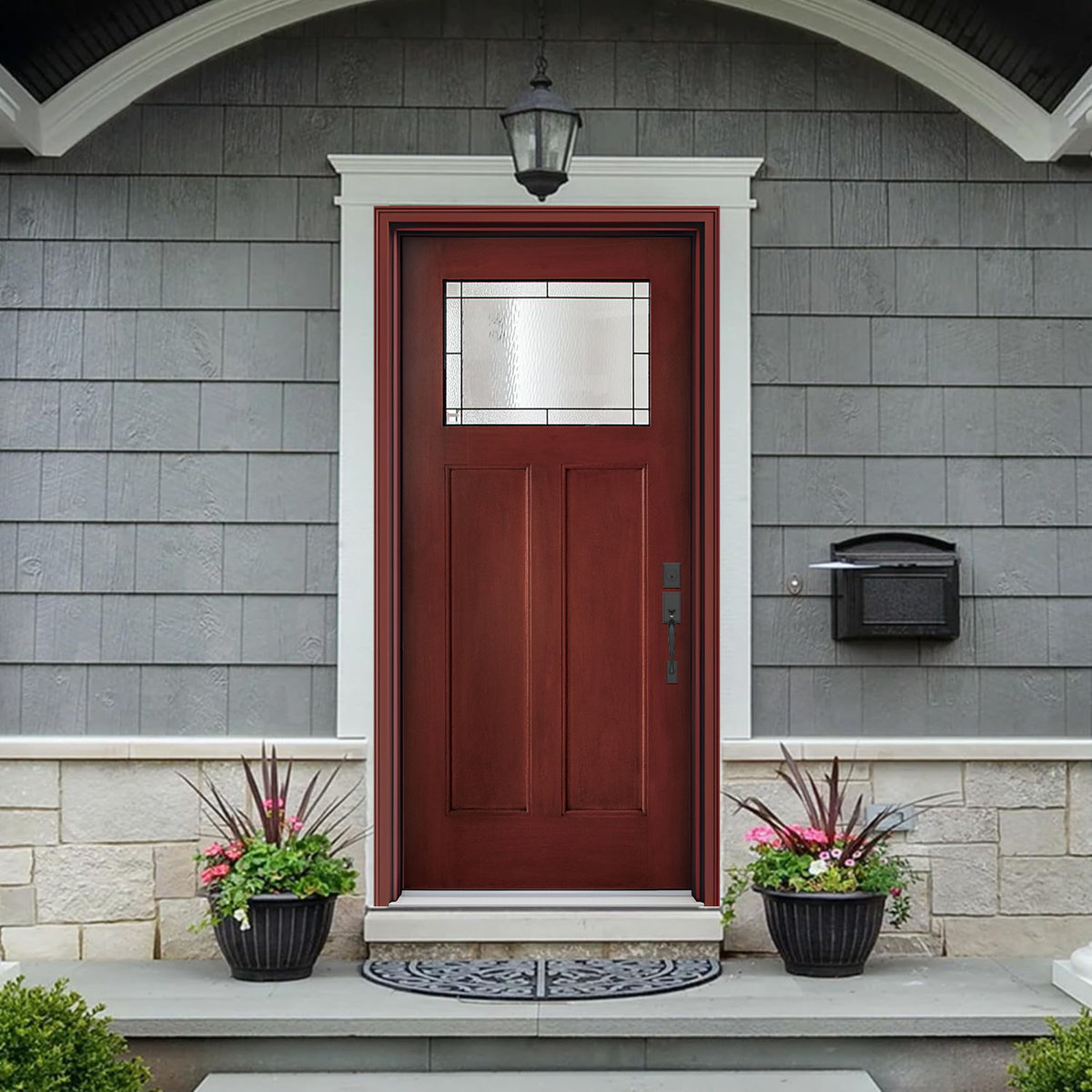 CRAFTIUM Fiberglass Exterior Entry Front Door With All-Weather Design ...