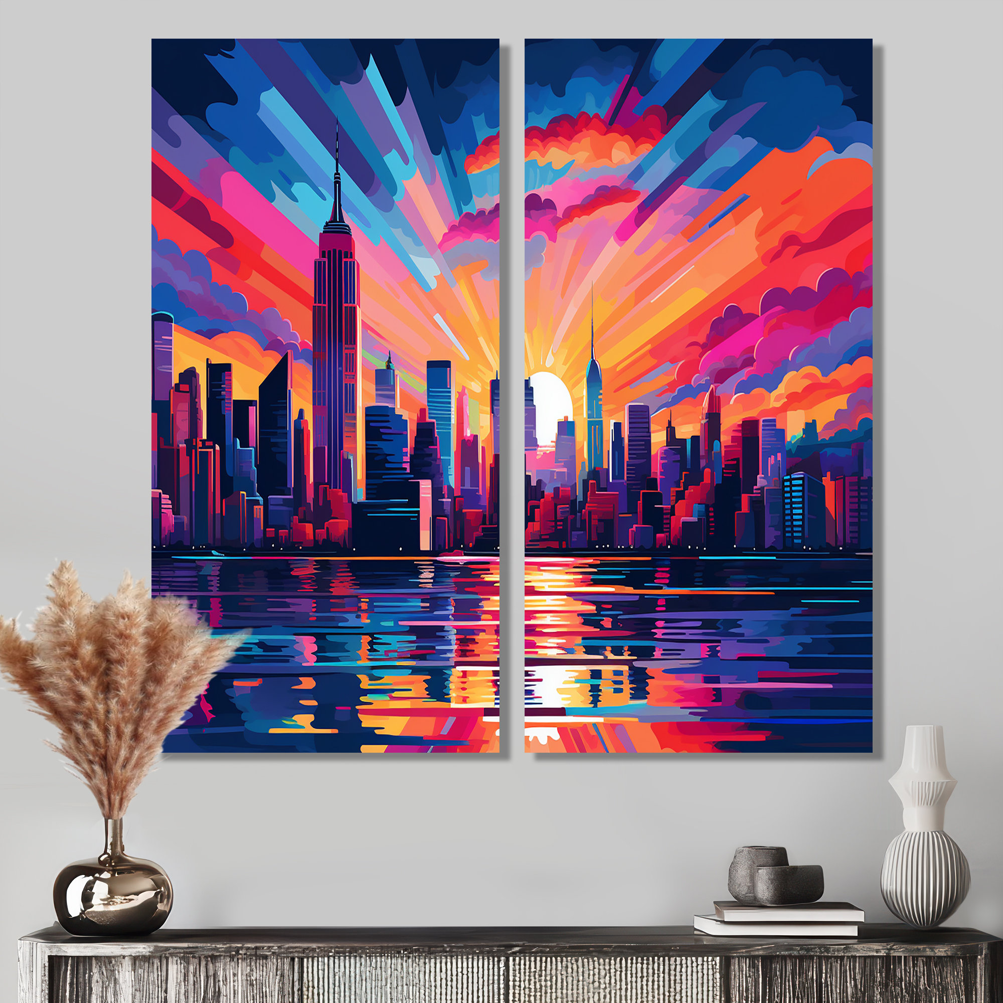 Design Art New York City - Multi-Color Art Prints On Canvas Set Of 2 ...
