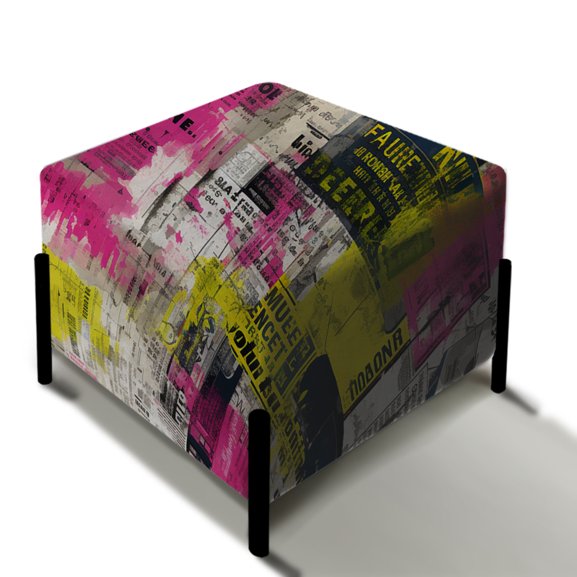 Design Art Poupart Neon Pink Newspaper Collage - Abstract Square ...