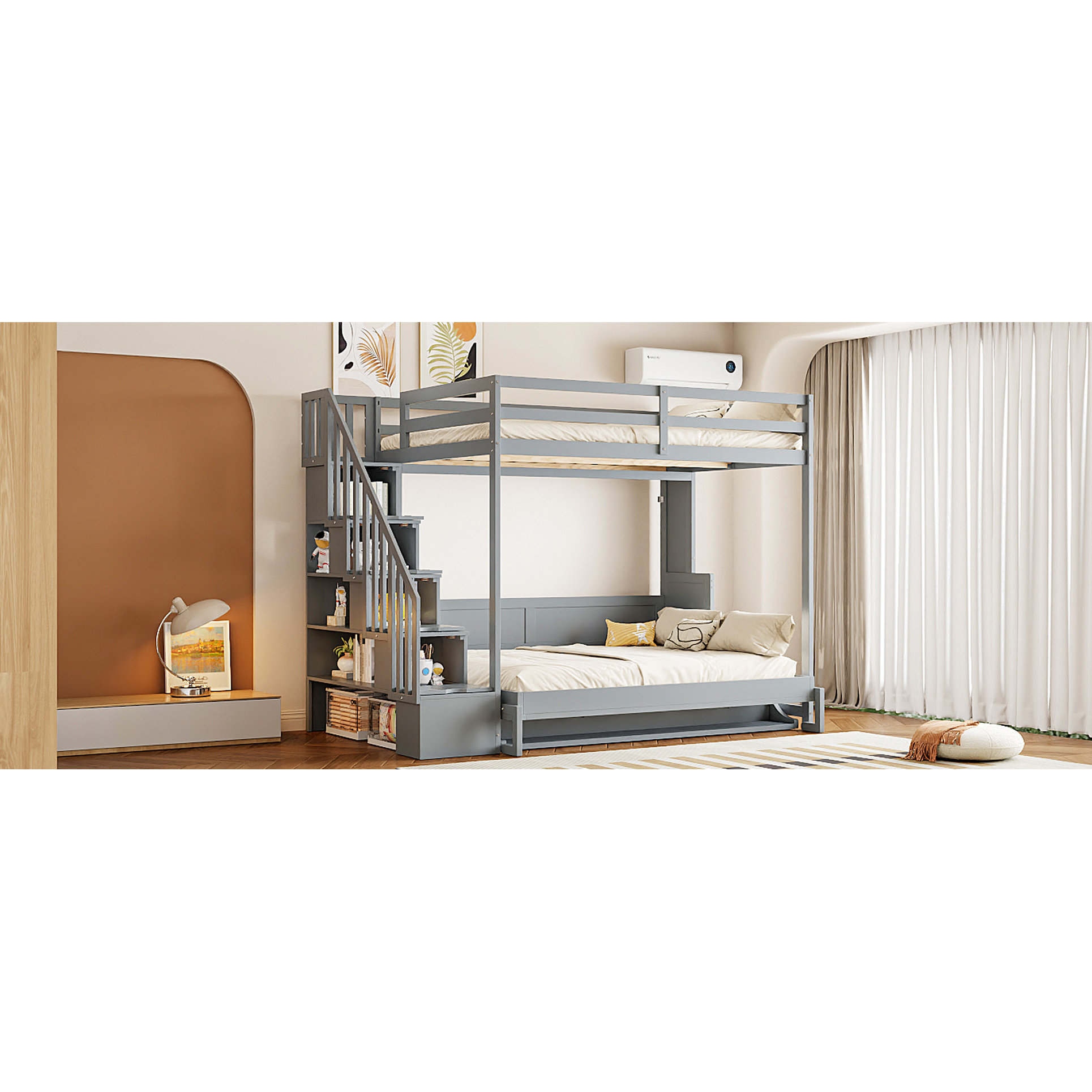 Latitude Run® Full Over Bed, Gray - Hydraulic And Functional Bed With ...
