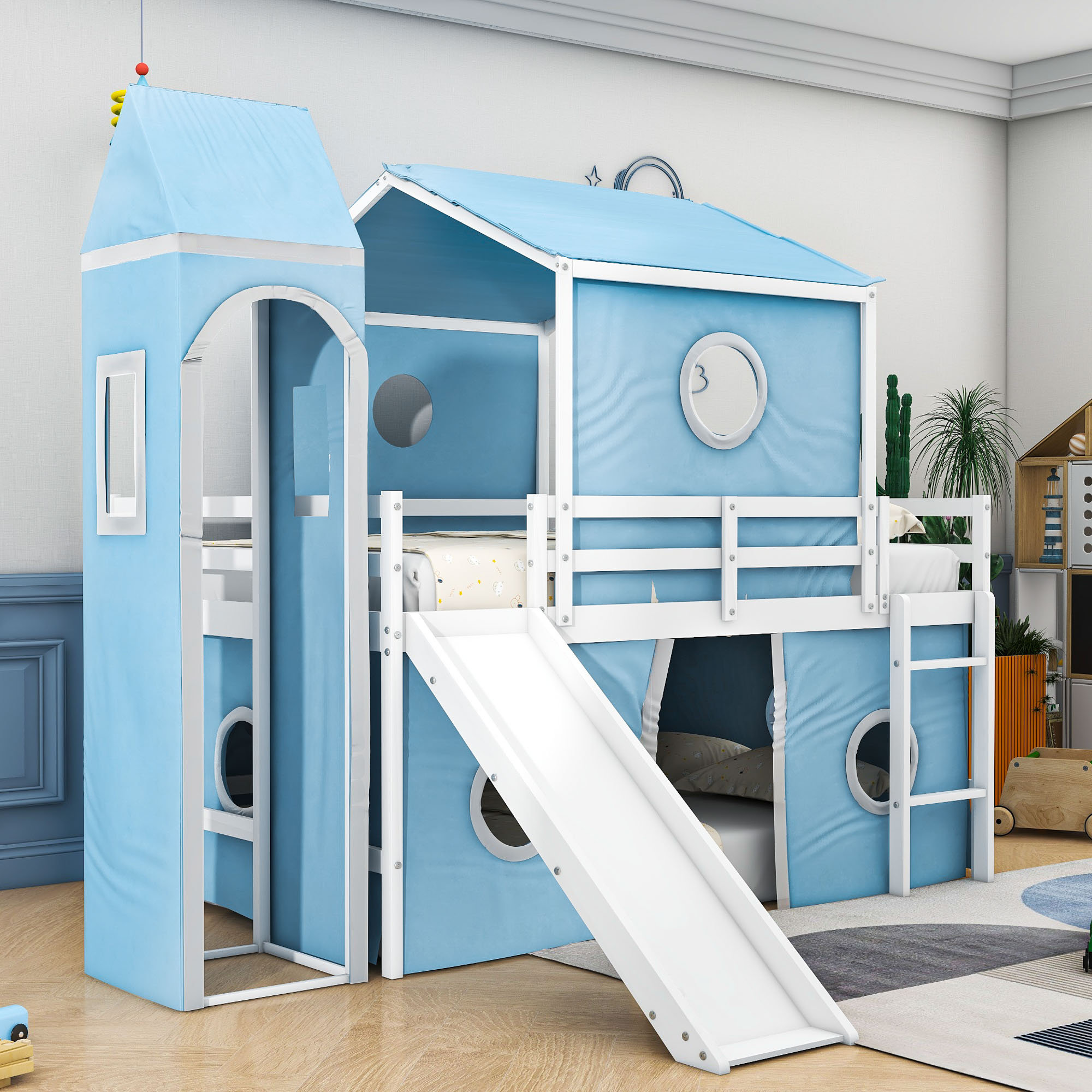 Viv + Rae™ Kyser Kids Bunk Bed with Slide, Tent and Tower & Reviews ...