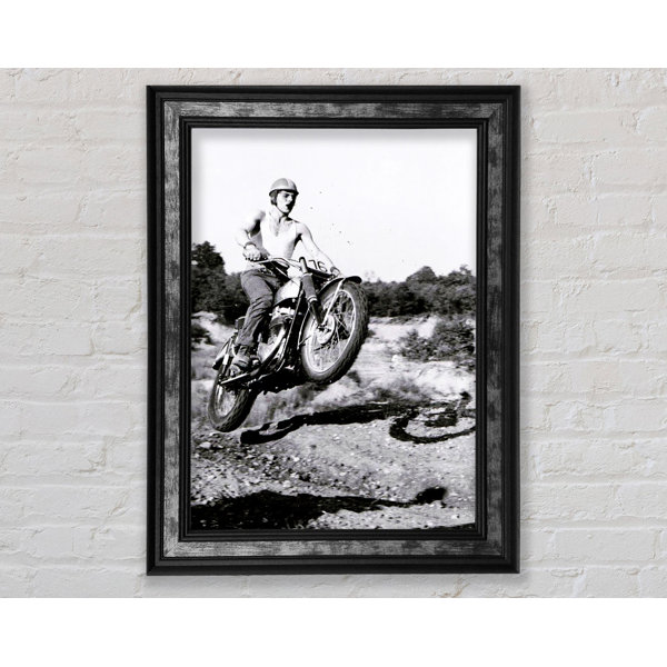 Bright Star Retro Motorcross Wheelie - Single Picture Frame Print ...