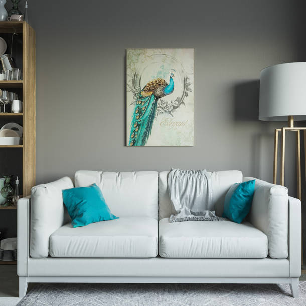 House of Hampton® Peacock Poise Graphic Art on Wrapped Canvas & Reviews ...