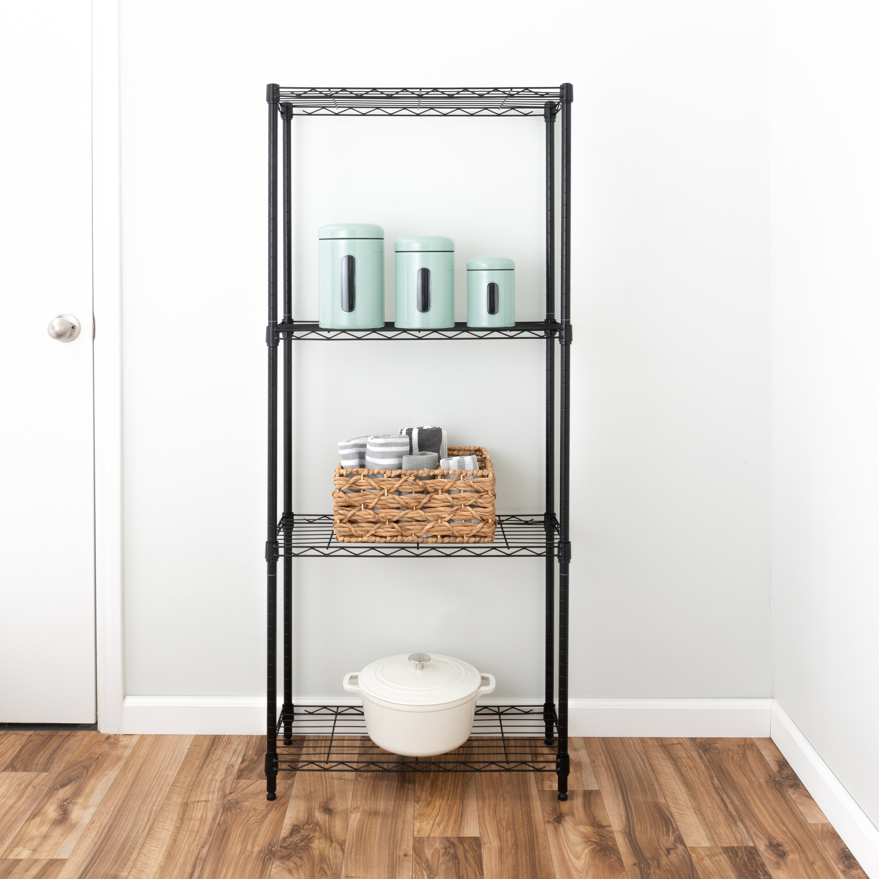 17 Stories 4-Tier Narrow Wire Shelving, Black | Wayfair