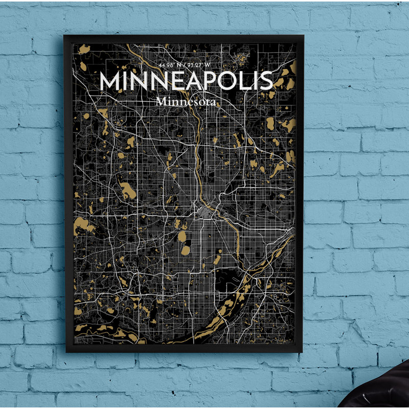 Wrought Studio™ 'Minneapolis City Map' Graphic Art Print Poster in Luxe ...