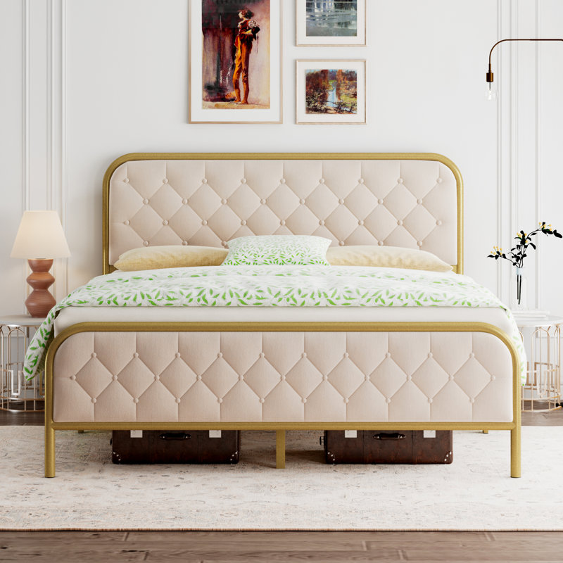 Halence Upholstered Metal Panel Bed & Reviews | Wayfair