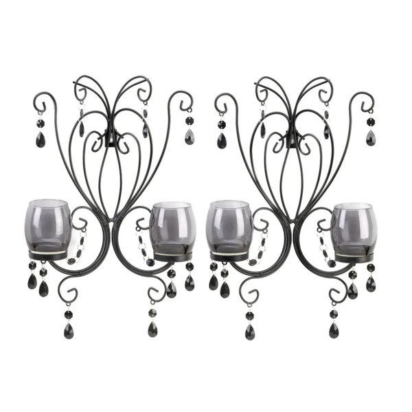 Fantasy Gifts MIDNIGHT ELEGANCE WALL SCONCES SET/2 | Wayfair