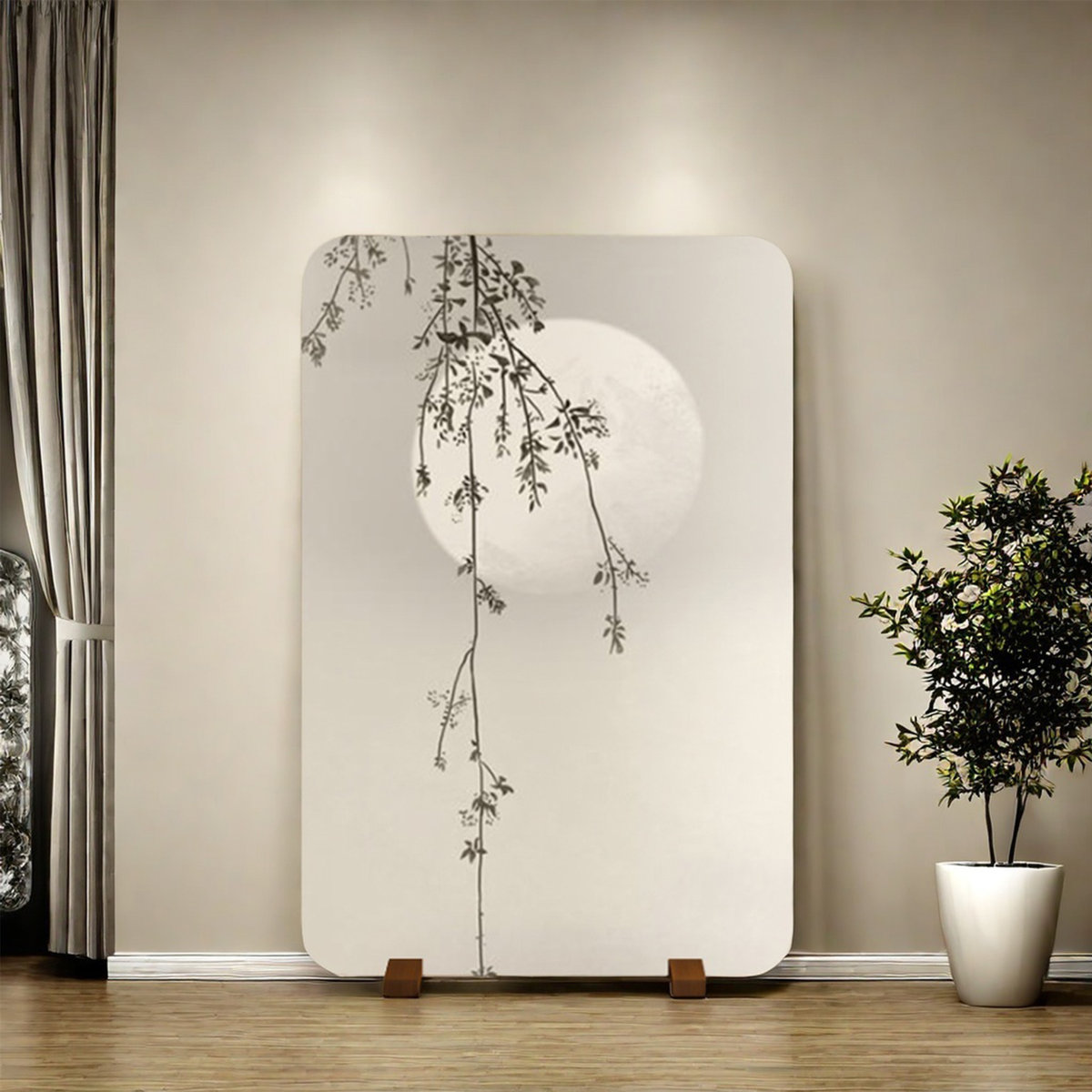 Sleek Surface Designs Moonlit Pine Oil Painting Screen | Wayfair