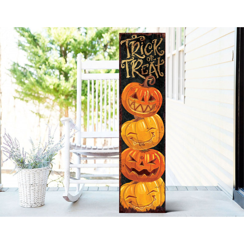 The Holiday Aisle® Trick or Treat Halloween Door Mural | Wayfair