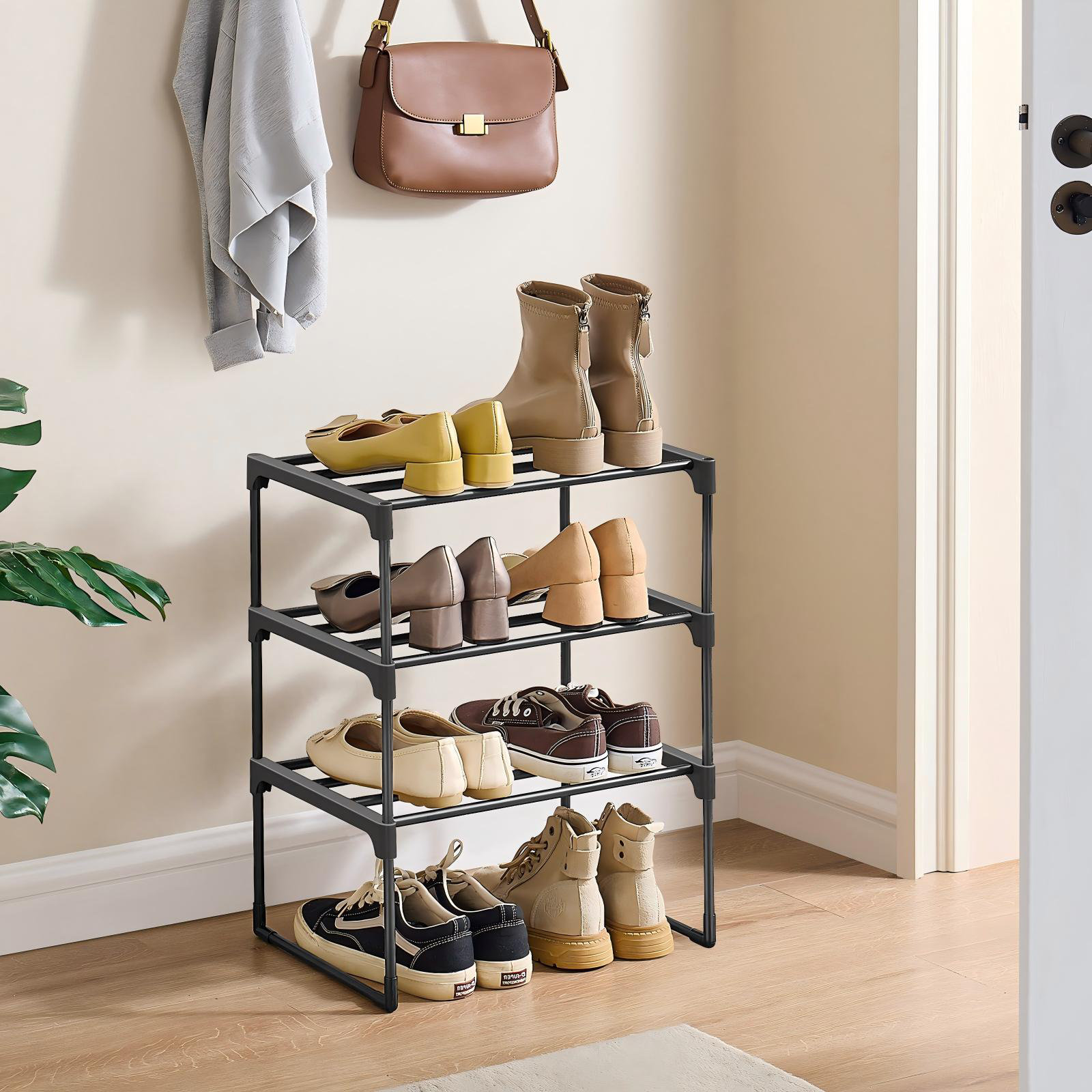 Rebrilliant Shoe Rack, 2-Tier Shoe Storage Organizer, Metal Shoe Shelf ...