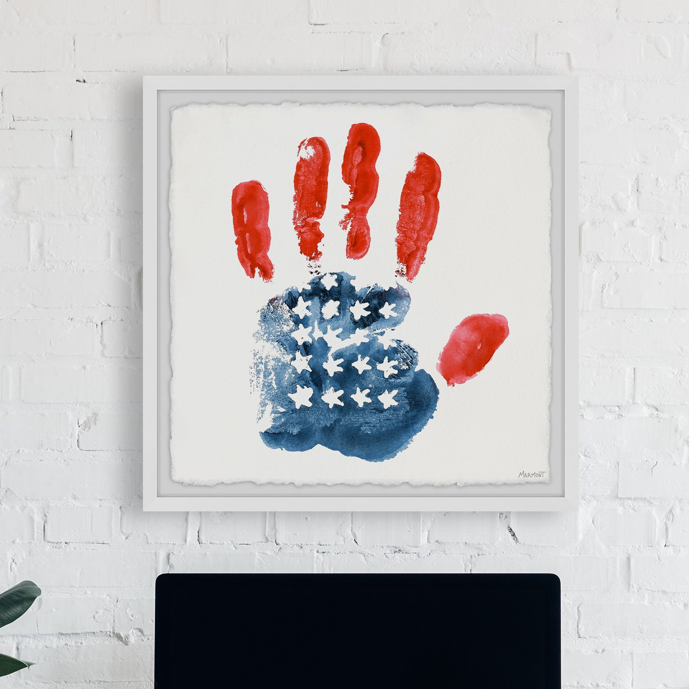 Marmont Hill 'American Flag Handprint' Framed Print | Wayfair