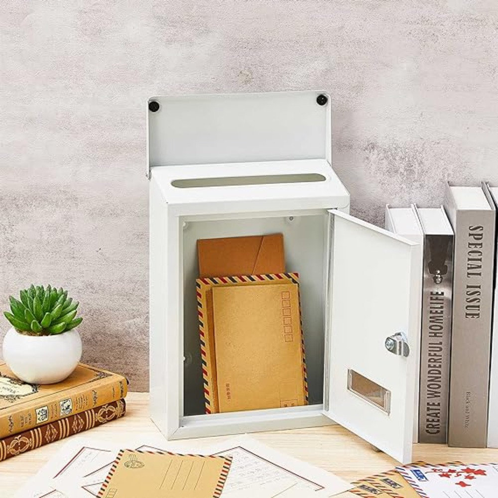 Invenitiah Amylove Metal Donation Box With 2 Keys Lockable Mailbox Wall ...