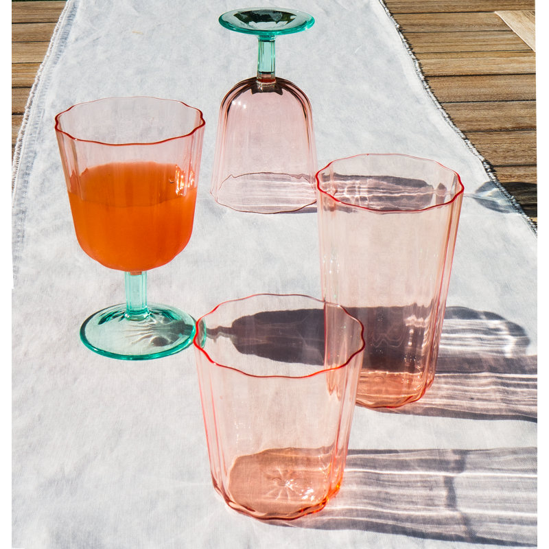 Latitude Run® Simple Scallop Acrylic Drinking Glass - Pink - 16 oz ...