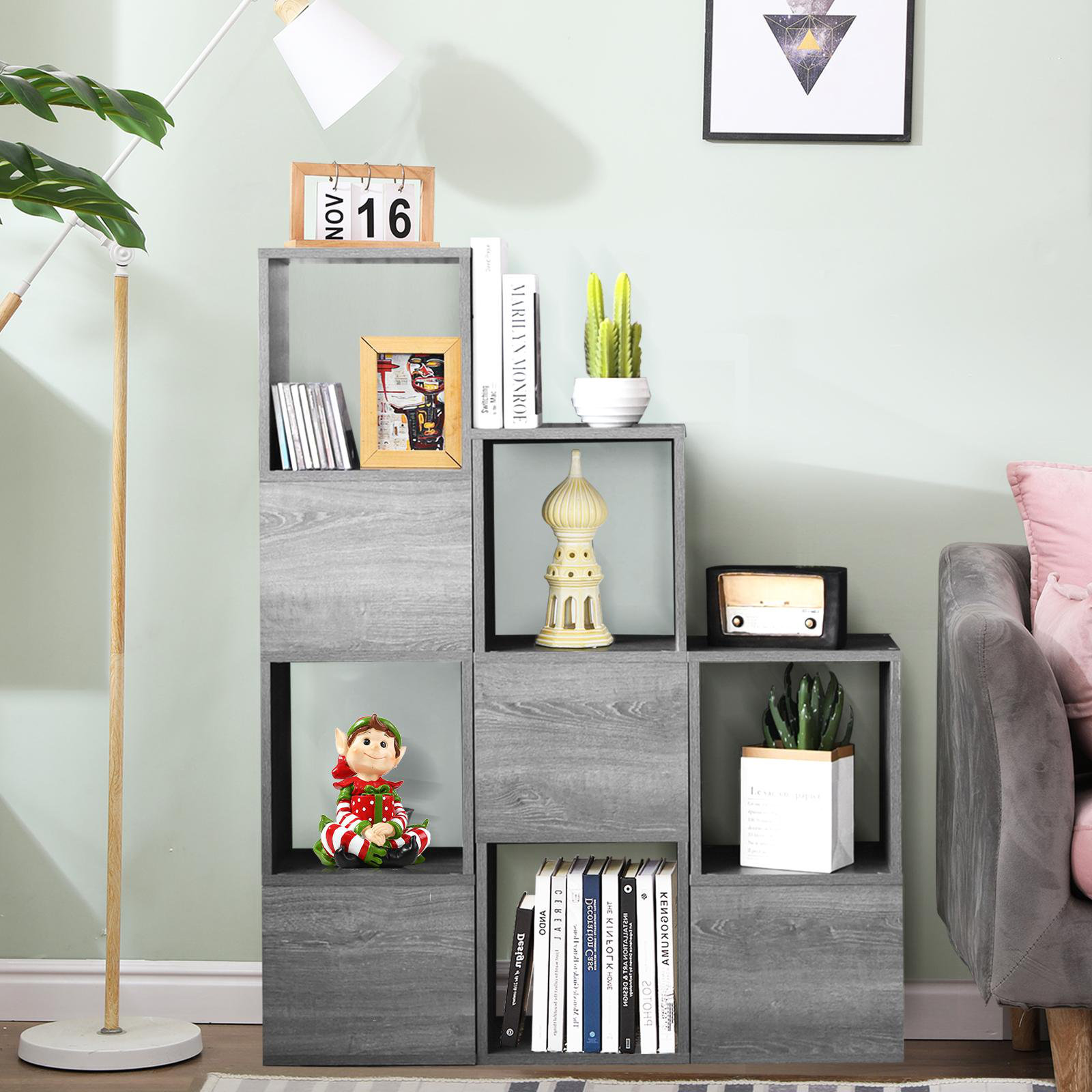 Ebern Designs Wooden Cube Bookcase, Freely Combined Storage Bookshelf W ...