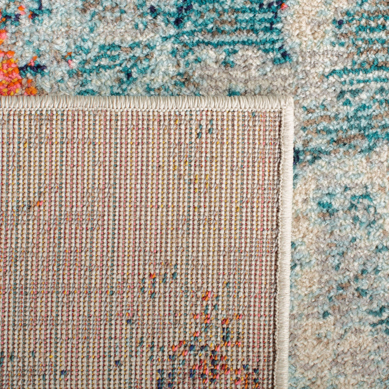 Langley Street® Felty Abstract Cream/Orange/Blue Rug & Reviews | Wayfair