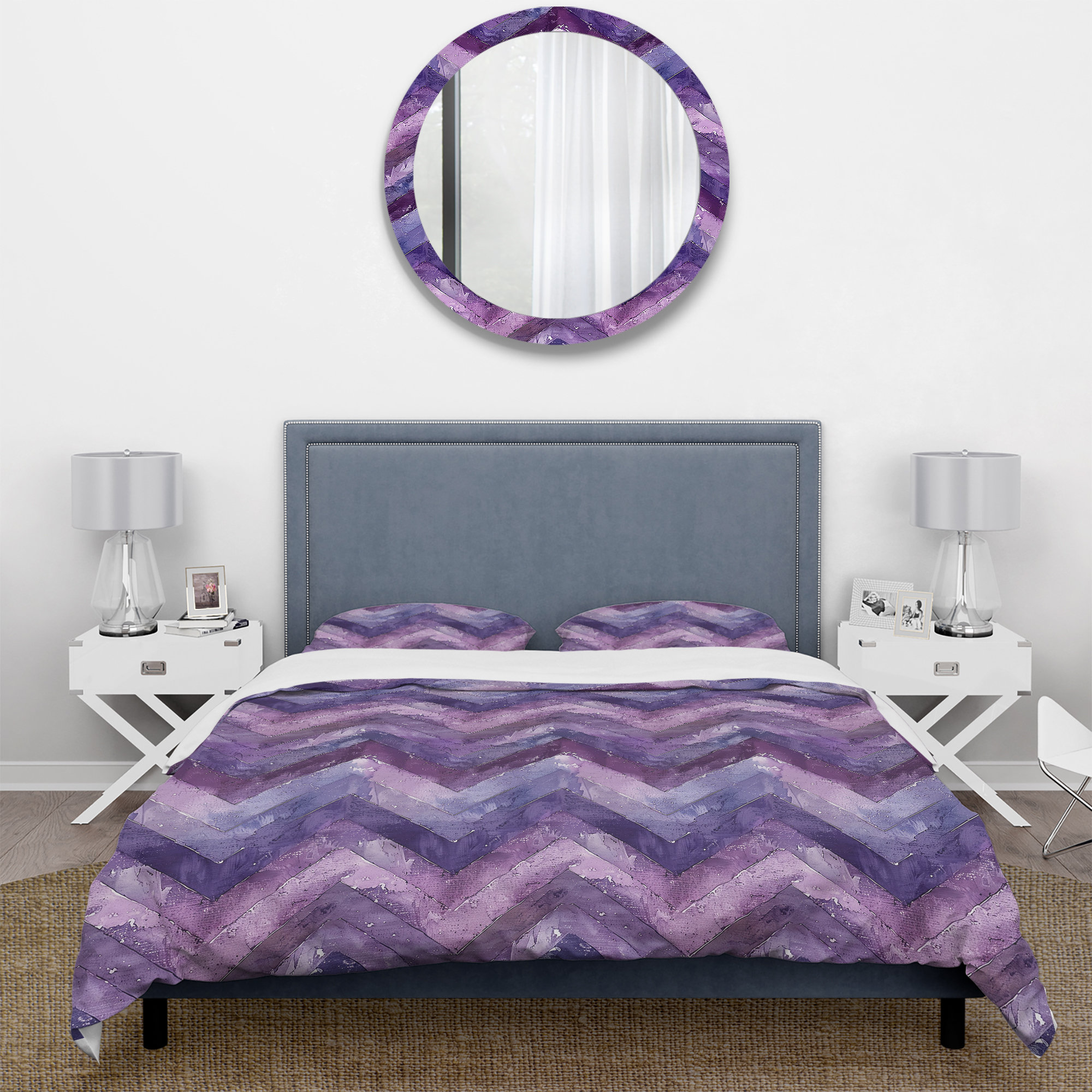 Design Art Purple Midcentury Chevron Bliss II - Midcentury Duvet Cover ...
