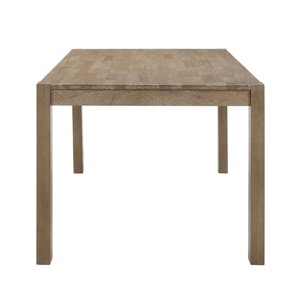 Gracie Oaks Wooden Rectangular Dining Table With Thick Legs In Brown ...
