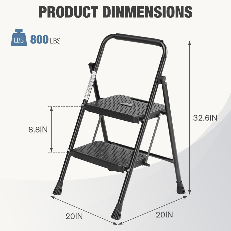 WFX Utility™ 2-Step Steel Lightweight Folding Step Stool | Wayfair