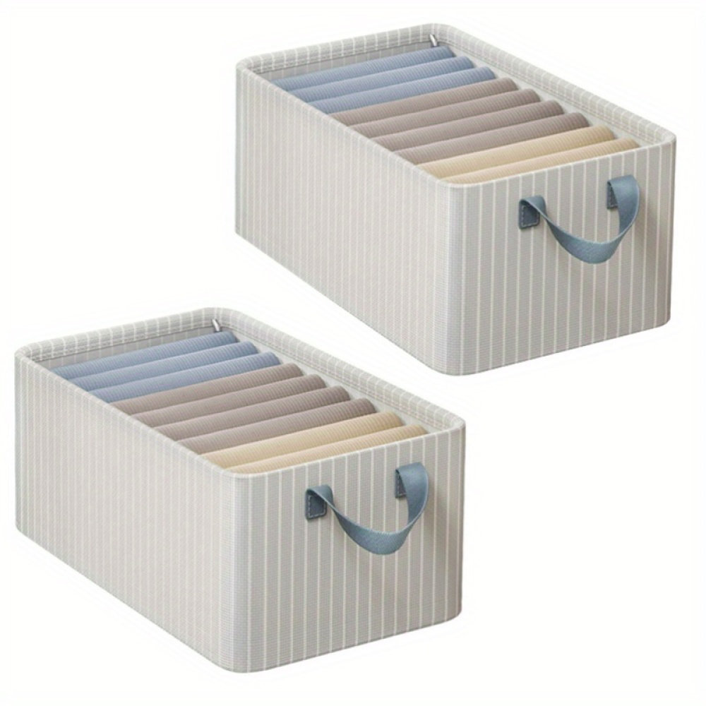 Ebern Designs 2Pcs Striped Fabric Storage Box, Built-In Large ...