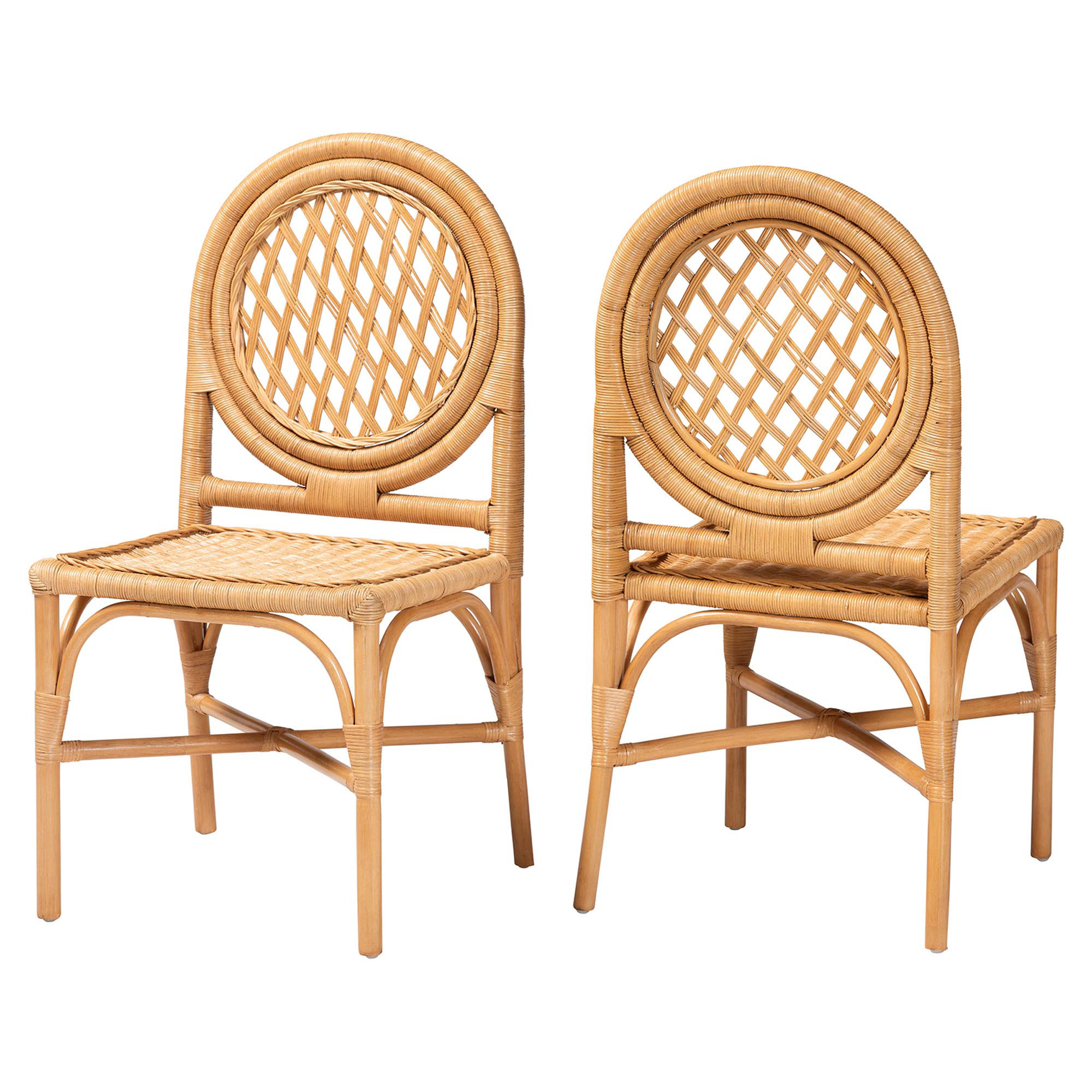 Dakota Fields Bali & Pari Oxford Round Back Rattan Dining Chair Set Of ...