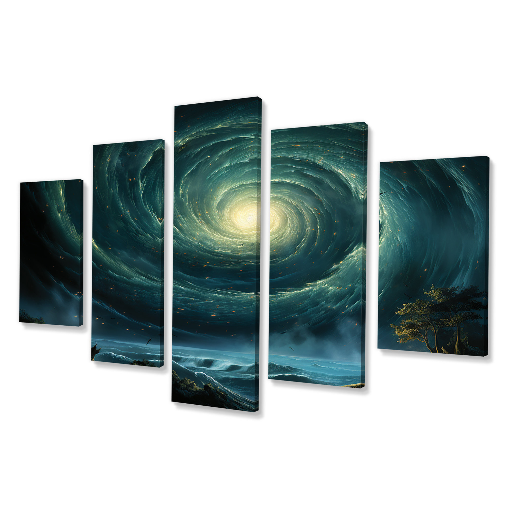 Latitude Run® Green Black Hole Celestial - Planets Multipanel Wall Art ...