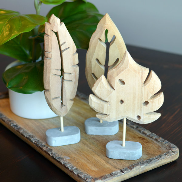Whole House Worlds 3 Piece Carved Wooden Leaf Set | Wayfair