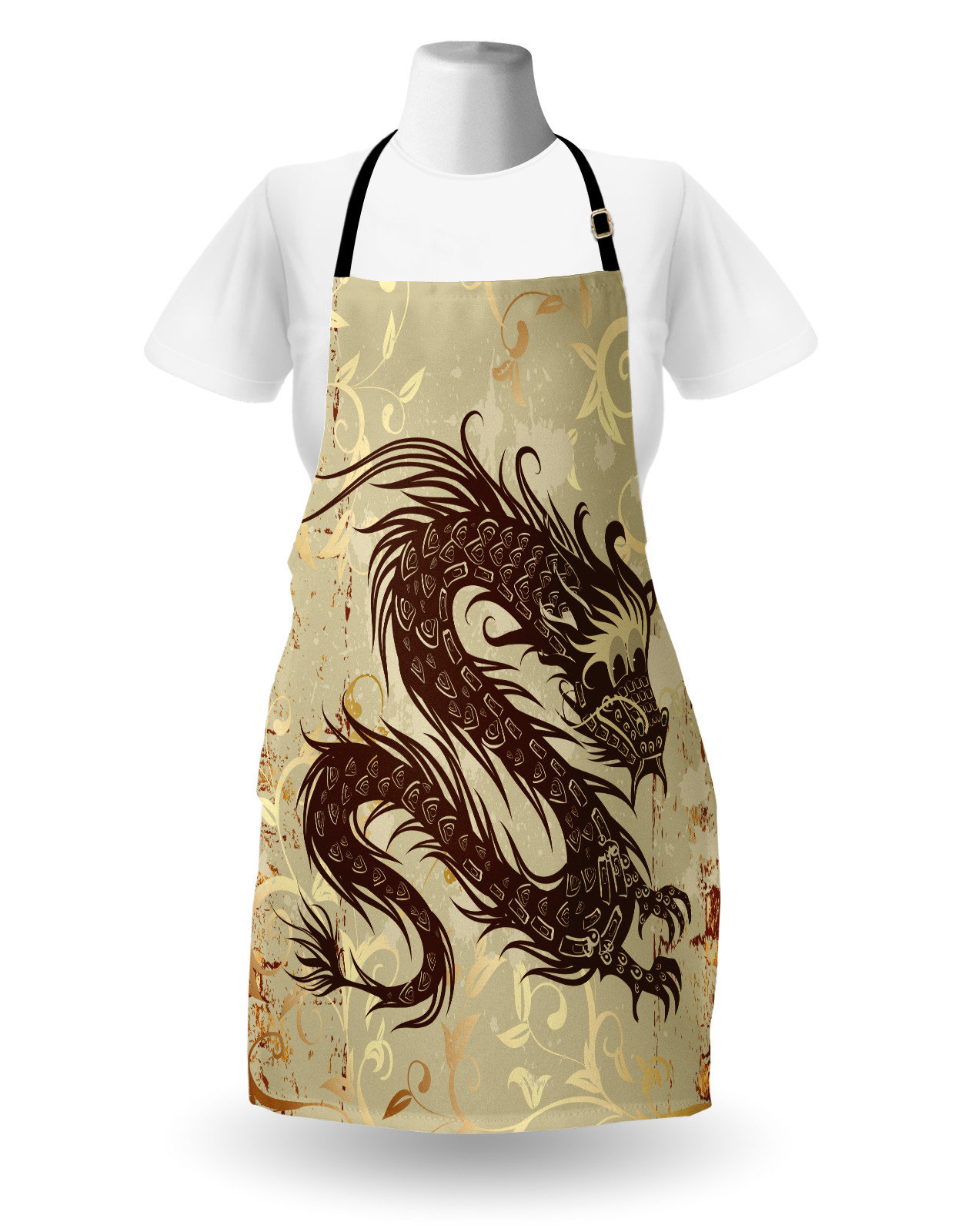 East Urban Home Dragon Apron Unisex, Grungy Mythical Monster Art, Adult ...