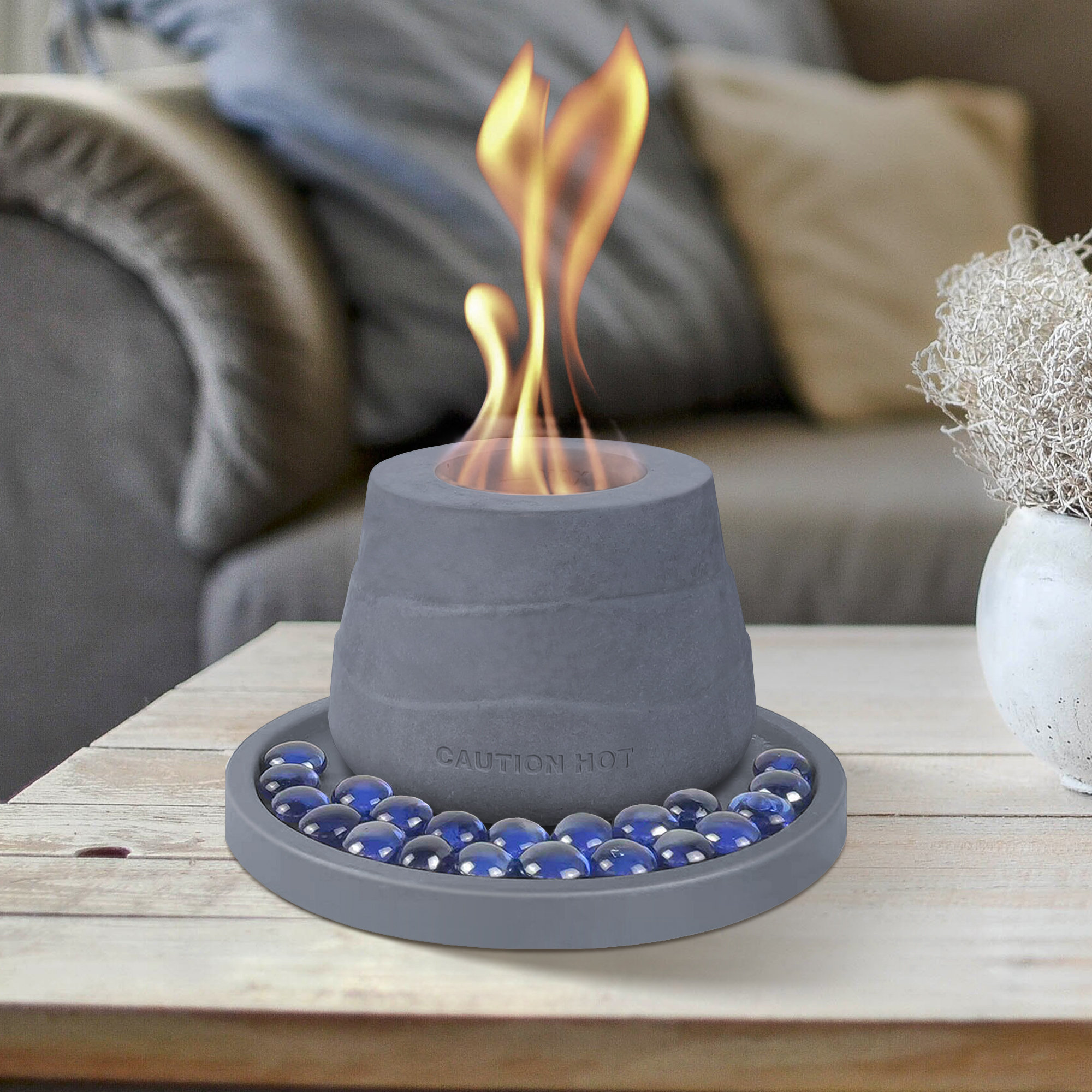 Kante 5.1 in. Tulip Concrete Rubbing Alcohol Tabletop Fire Pit, Blue ...