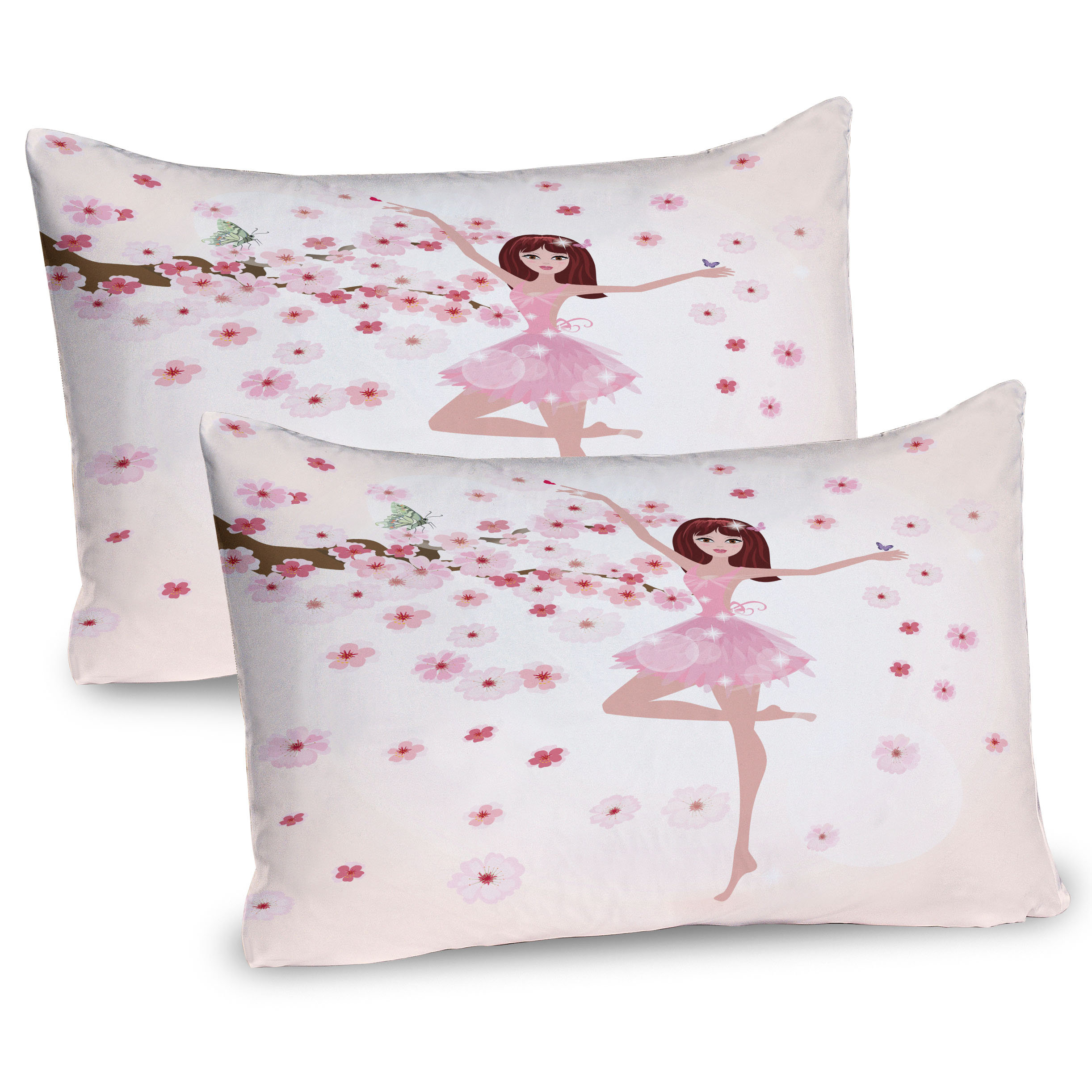 Ambesonne Ballet Pillow Sham 2 Pack Ballerina Girl Sakura Tree Rose ...