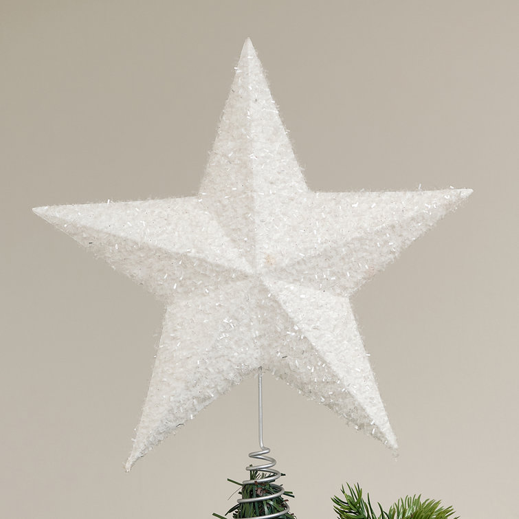 Melody Maison White Sparkly Star Christmas Tree Topper | Wayfair.co.uk