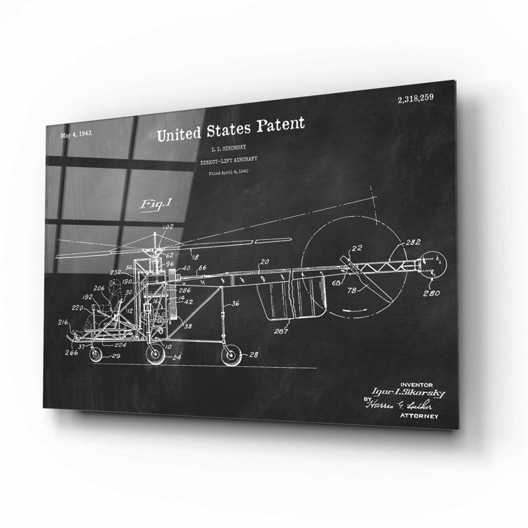 17 Stories Direct-Lift Aircraft Blueprint Patent Chalkboard - Unframed ...