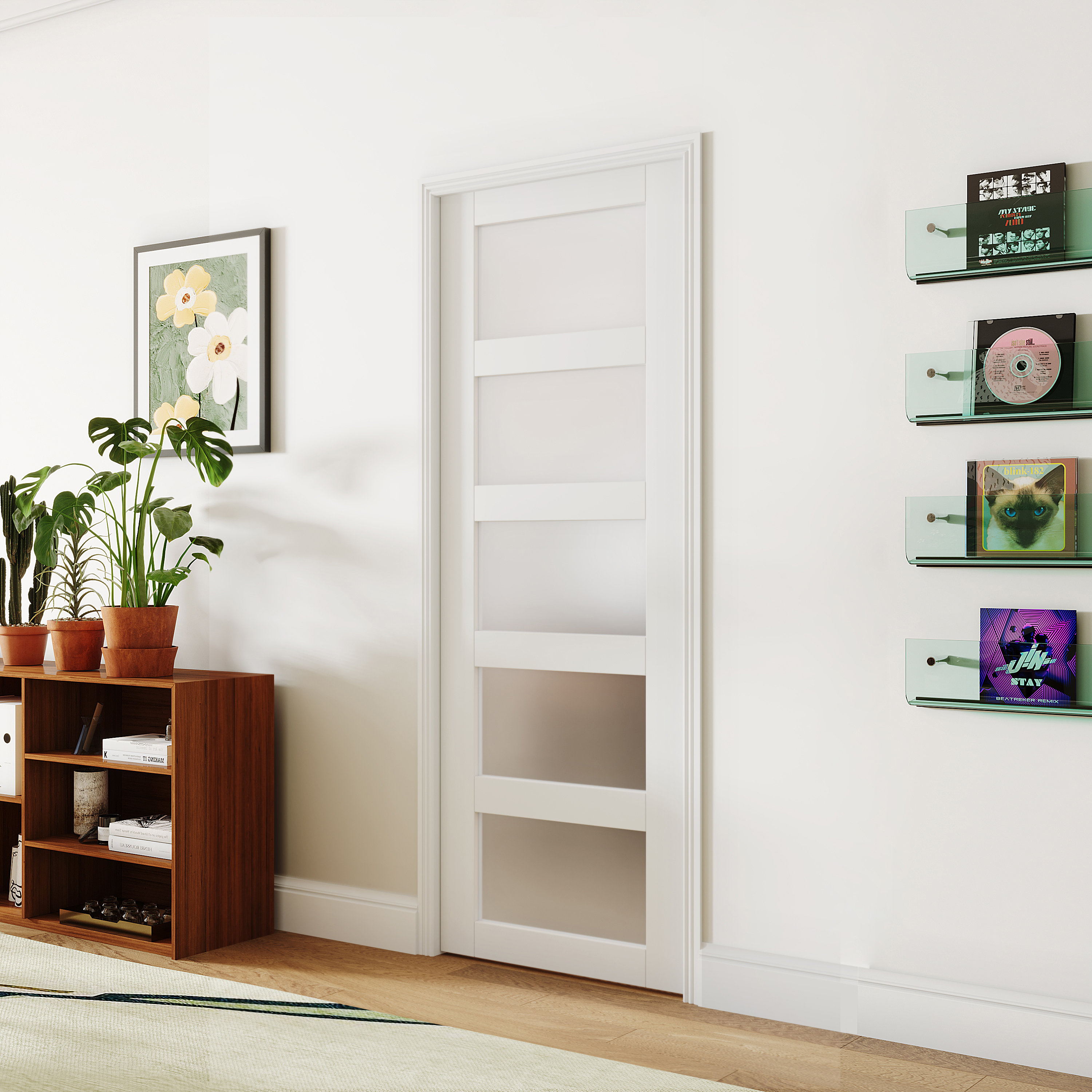 CHIC MODE 80'' Solid Manufactured Wood Glass Unfinished Standard Door ...