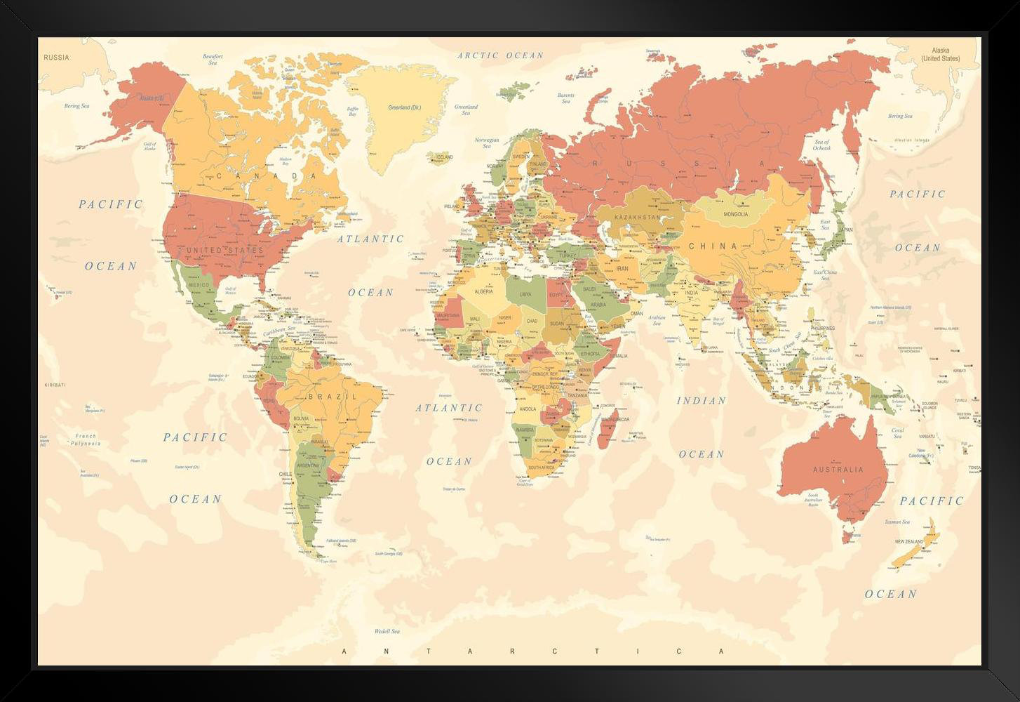 Political World Map With Cities