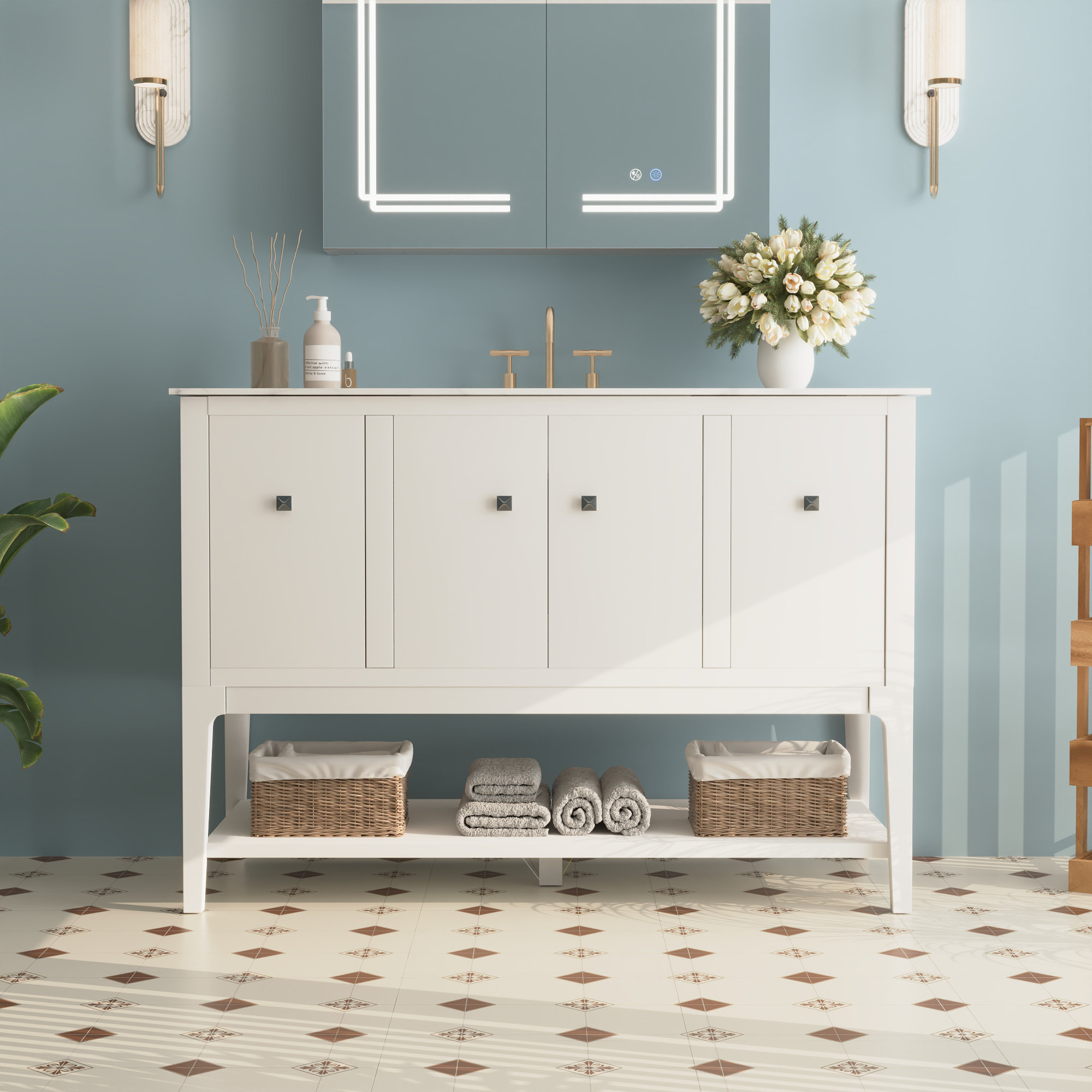 DeerValley 48" Pre-assembled Single Bathroom Vanity with Engineered ...