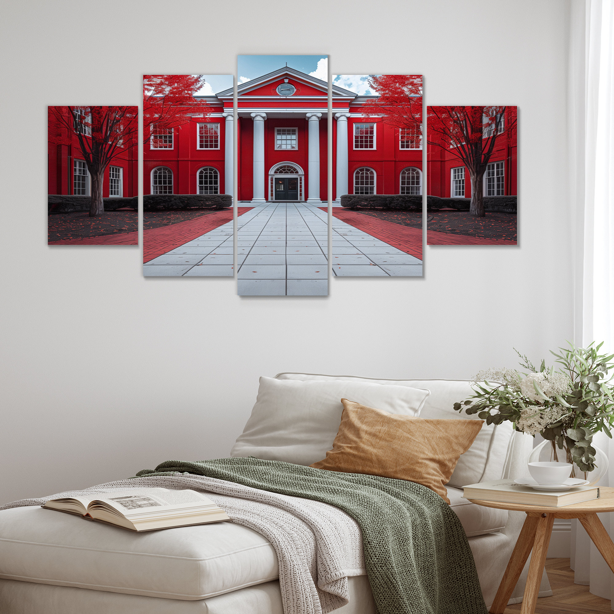 Latitude Run® Monochrome Grey And Red University Building II - College ...