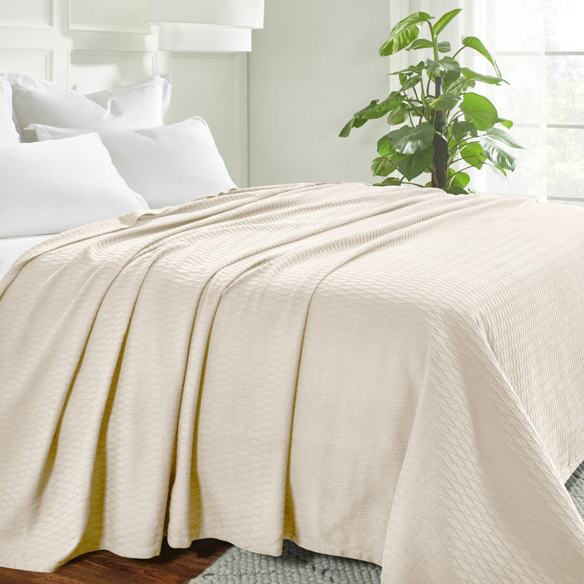 Superior Diamond Weave All-Season Bedding Cotton Throw Layering Throws ...