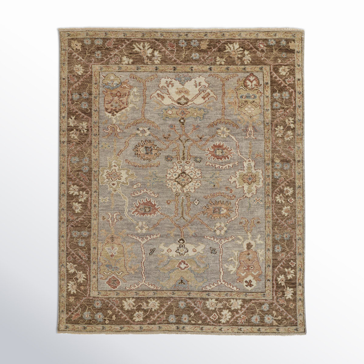 Langley Street® Cabool Oriental Hand Knotted Cotton/Wool Gray/Brown ...