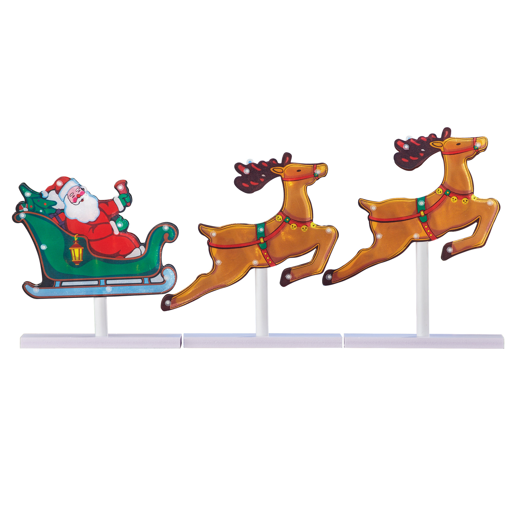 The Holiday Aisle® Set Of 3 Santa And Deer Lighted Tabletop | Wayfair