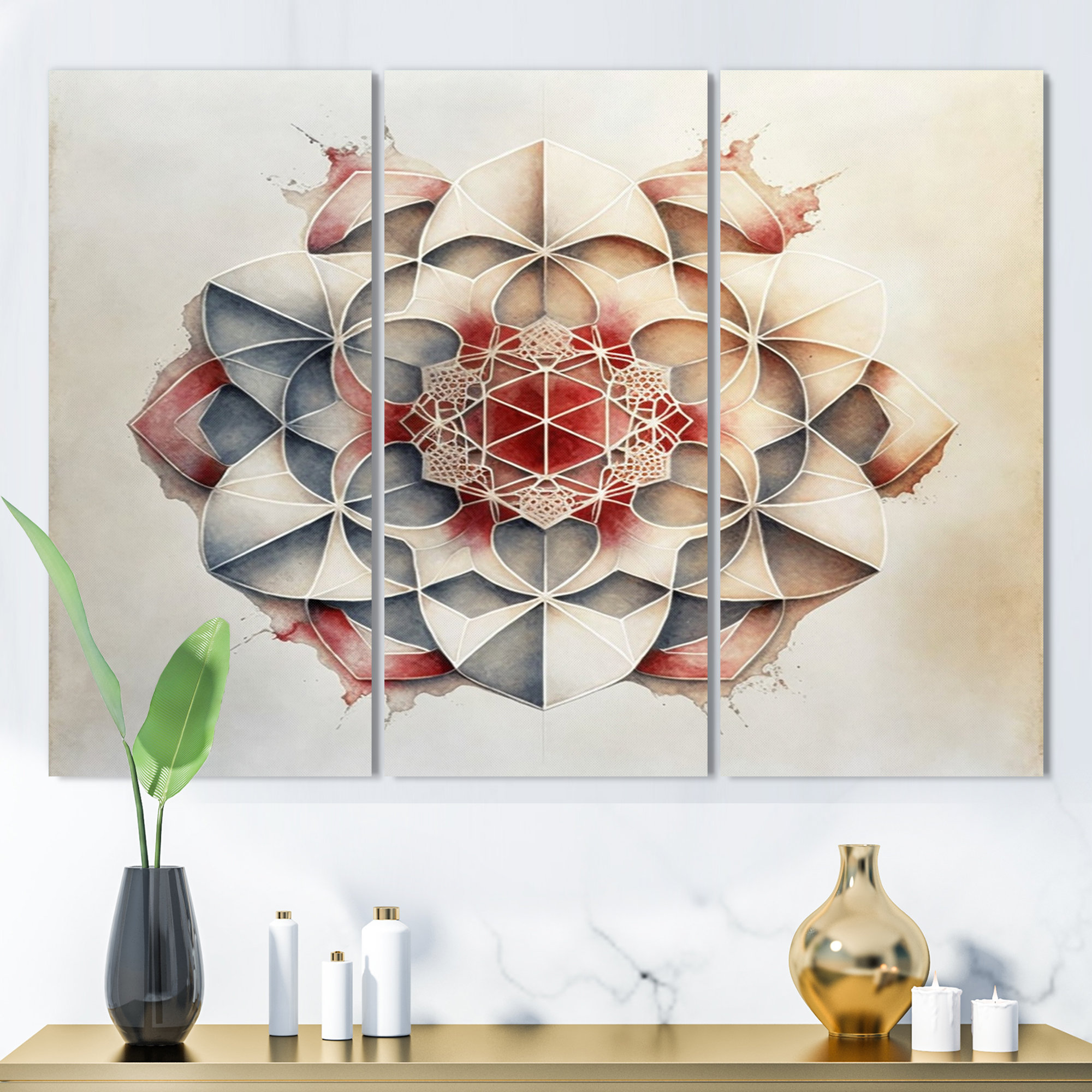 DesignArt Fundamental Patterns Sacred Geometry III On Canvas 3 Pieces ...