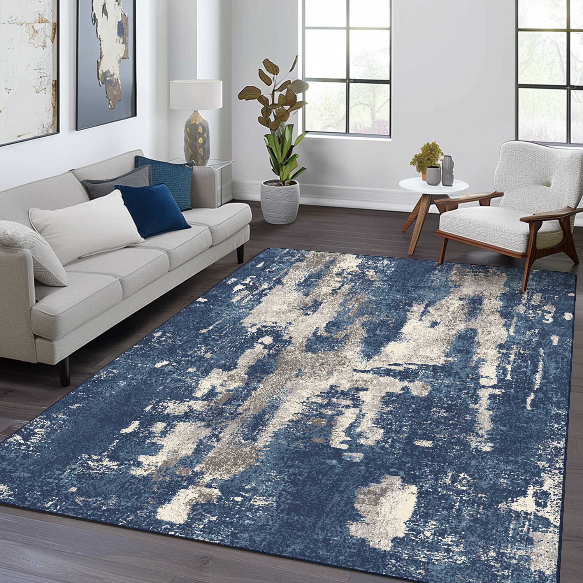 17 Stories Bracyn Area Rug for Living Room Abstract Carpet Non-Slip ...
