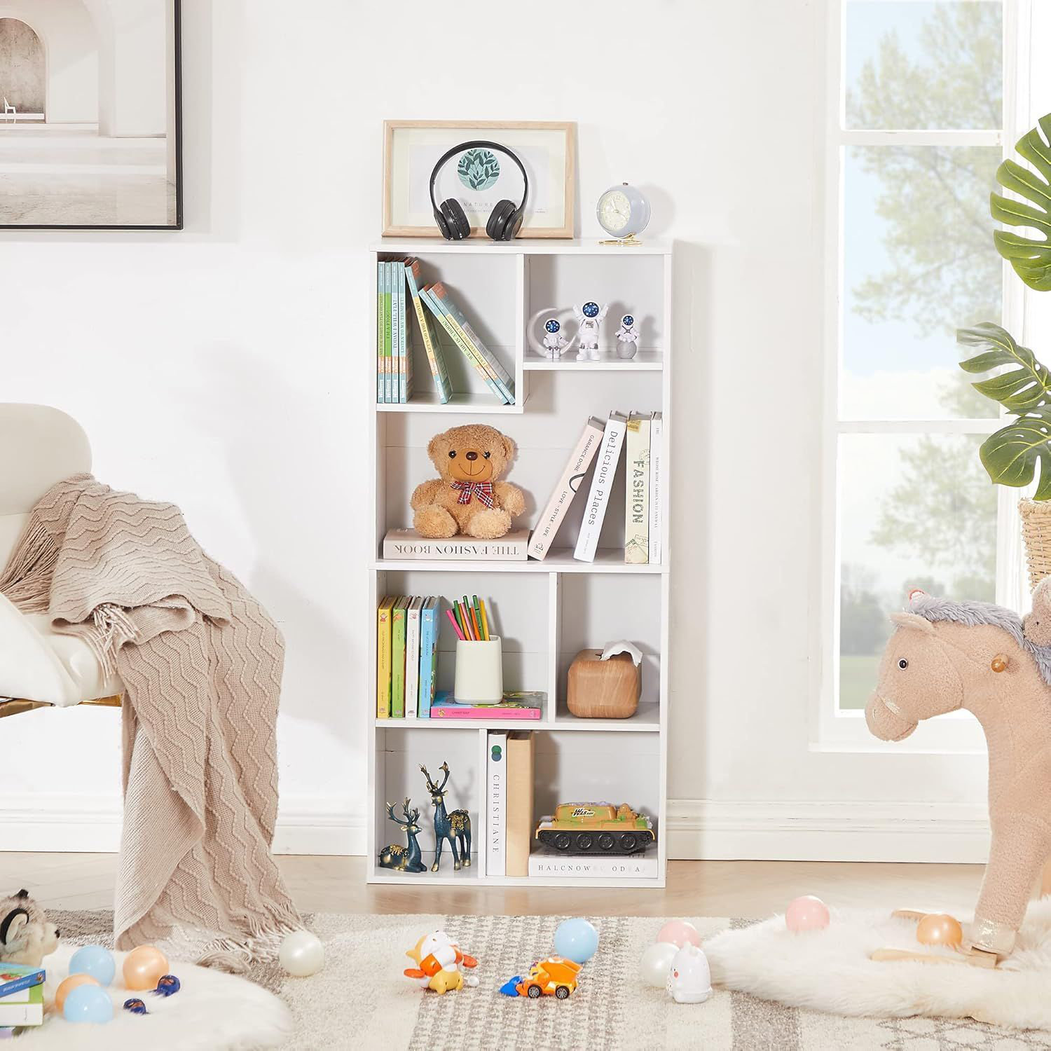 George Oliver 7 Cube Bookcase, Modern Storage for Standard Textbooks ...