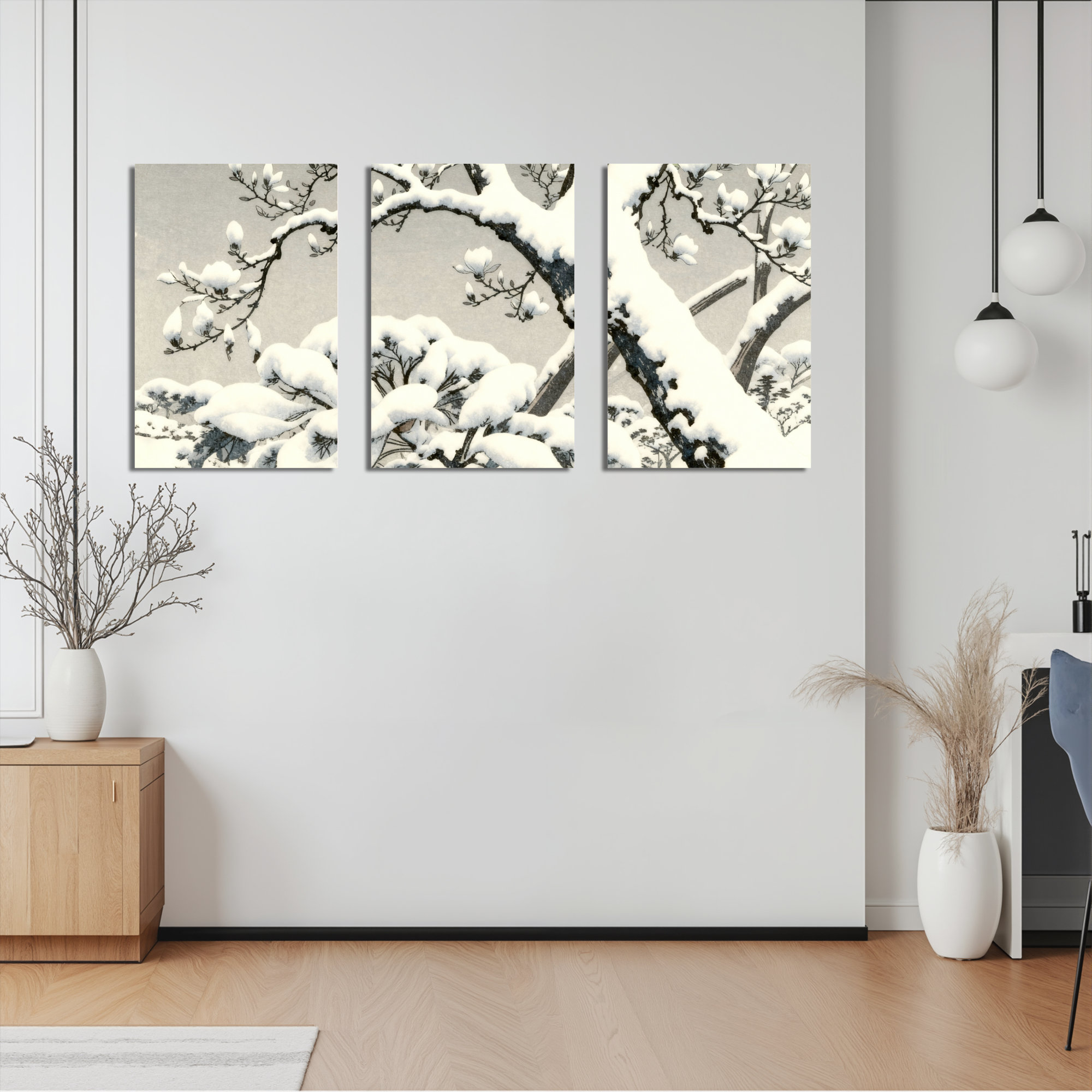 Winston Porter Snow Covered Magnolia Branches Canvas Wrapped Wall Art ...