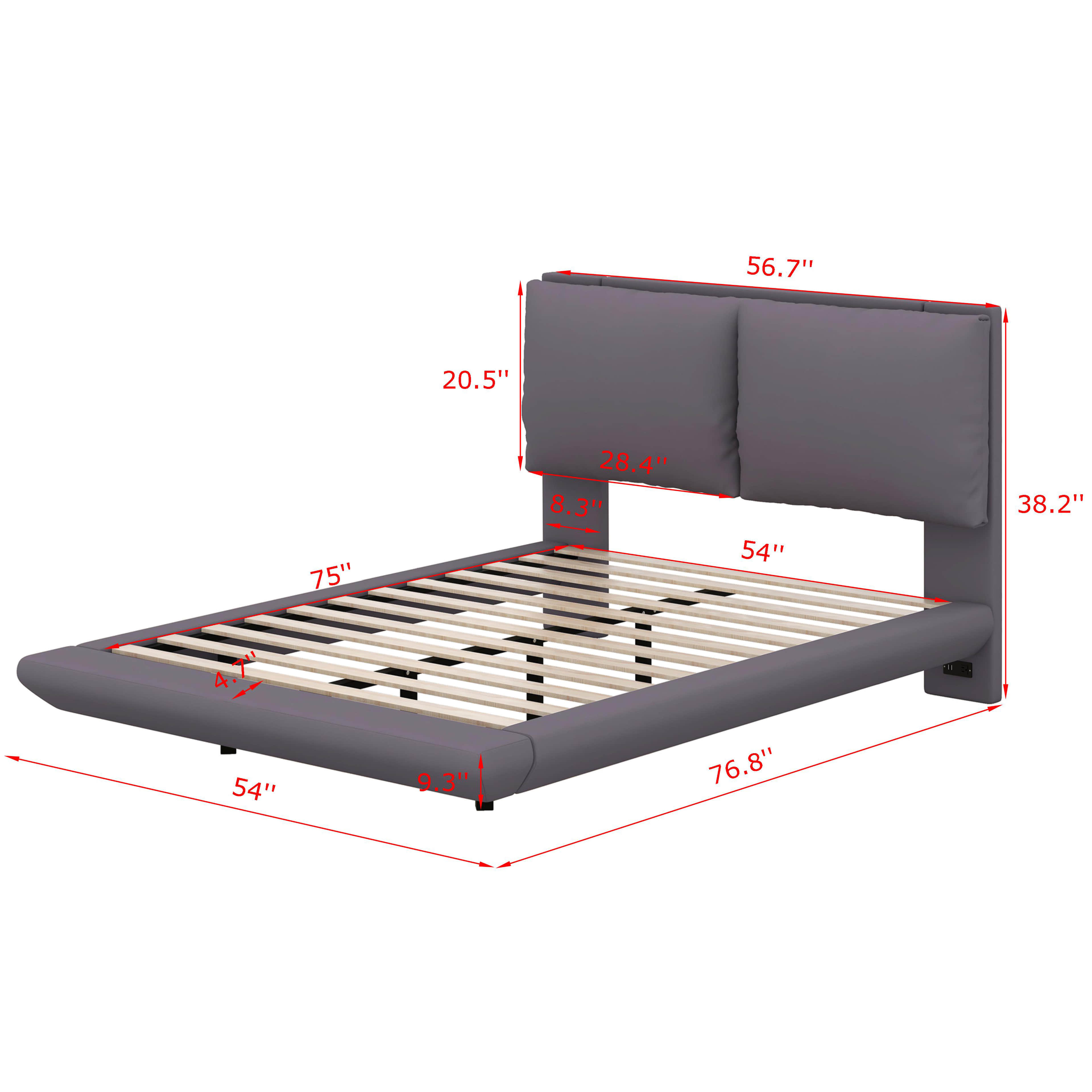 Brayden Studio® Cymon Full Size Upholstered Platform Bed with Sensor ...