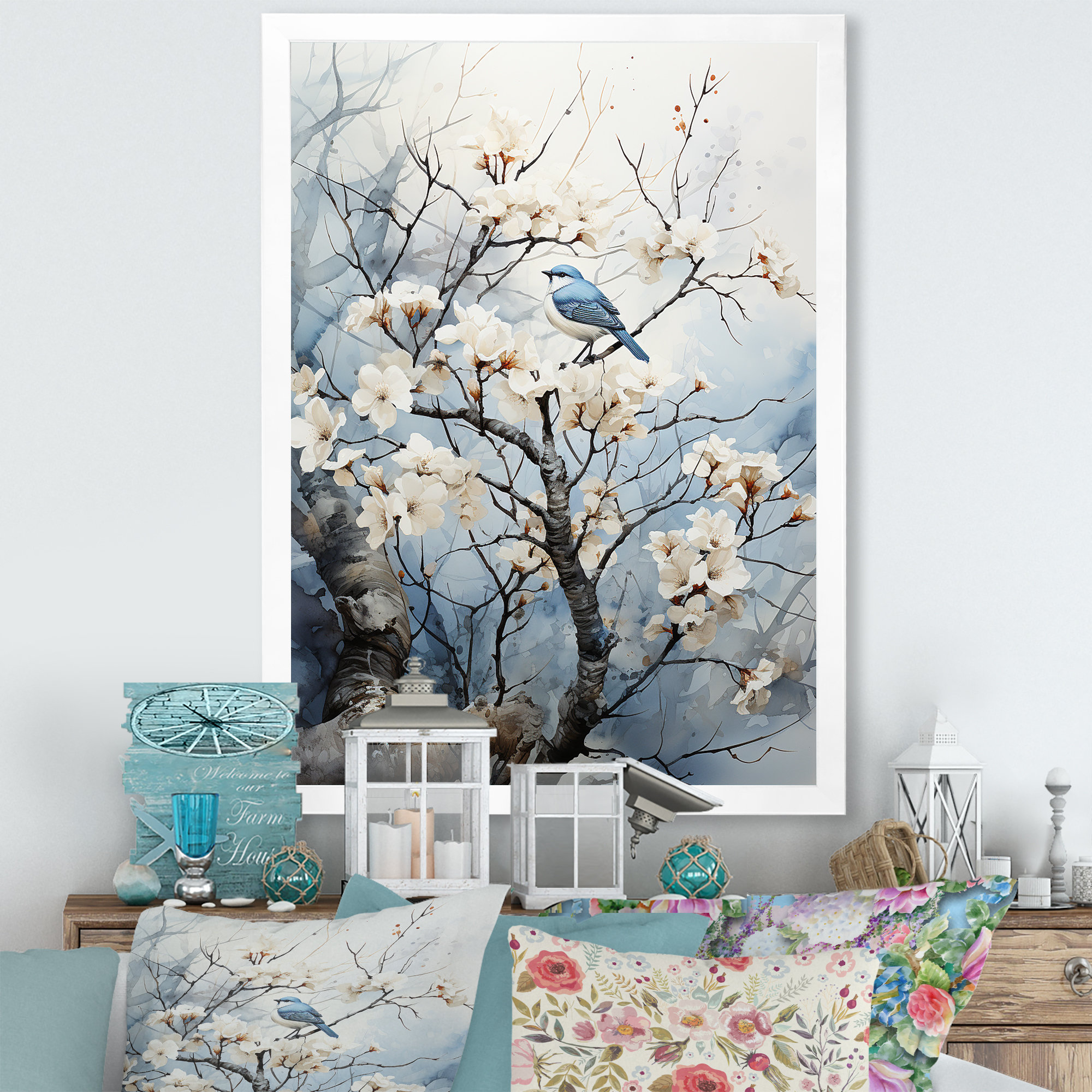 Red Barrel Studio® Monochromatic Tree Bird Contemplation - Print on ...