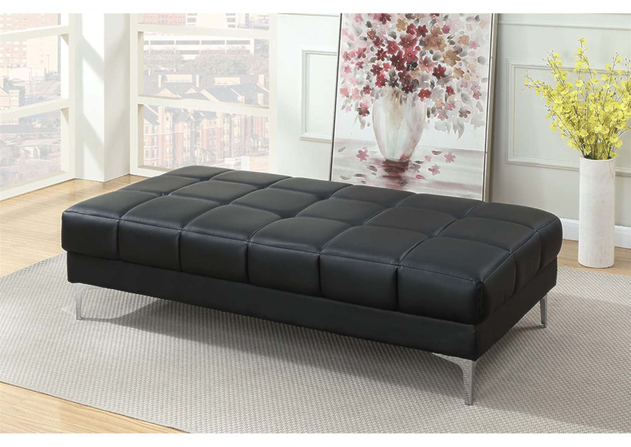 Orren Ellis Bonded Leather Extra Large Ottoman with Sturdy Metal Legs ...
