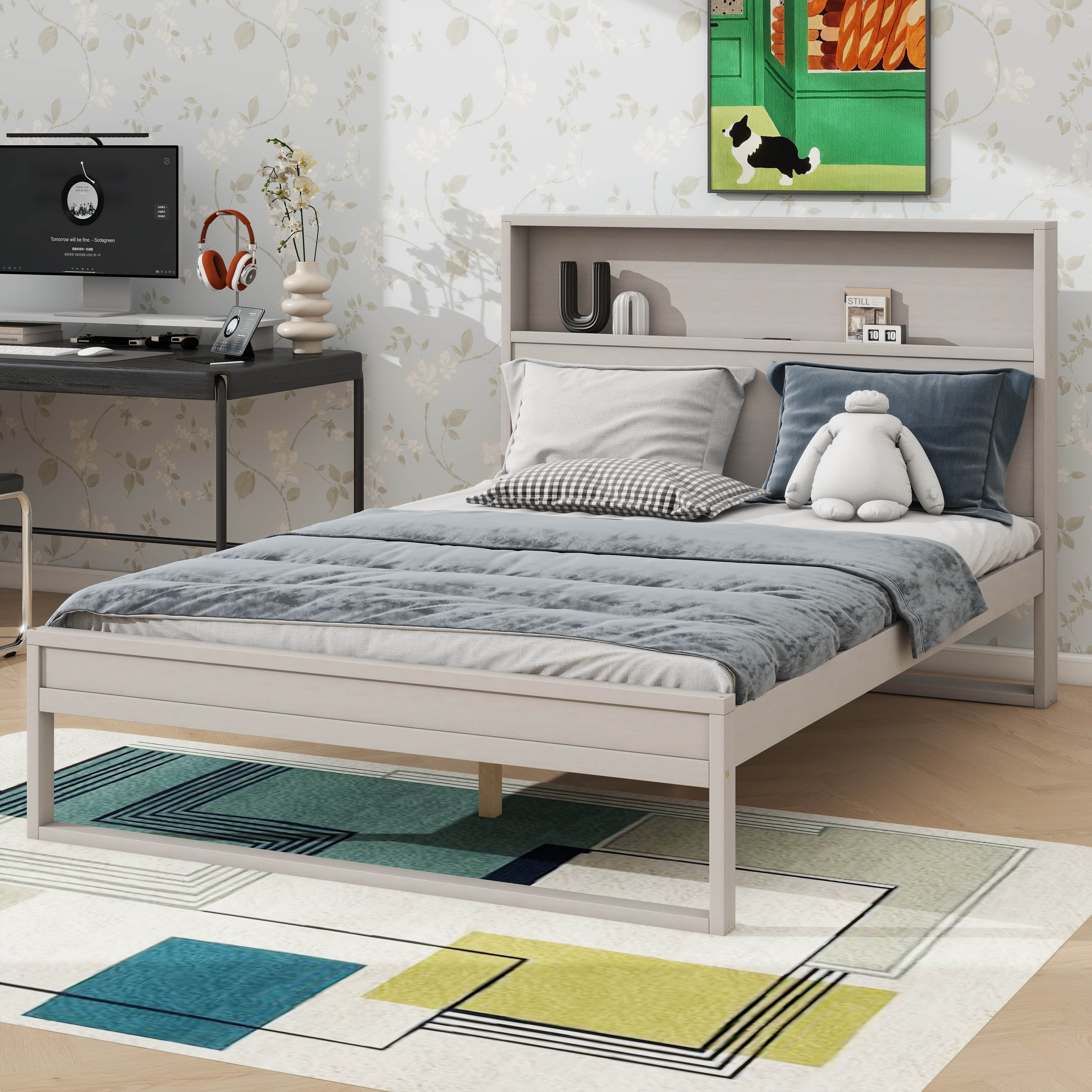 Ebern Designs Full Storage Bed With Shelf-Integrated Headboard | Wayfair
