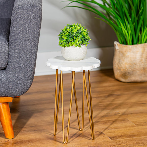 Mercer41 White Granite Plant Stand with Metal Legs & Reviews | Wayfair
