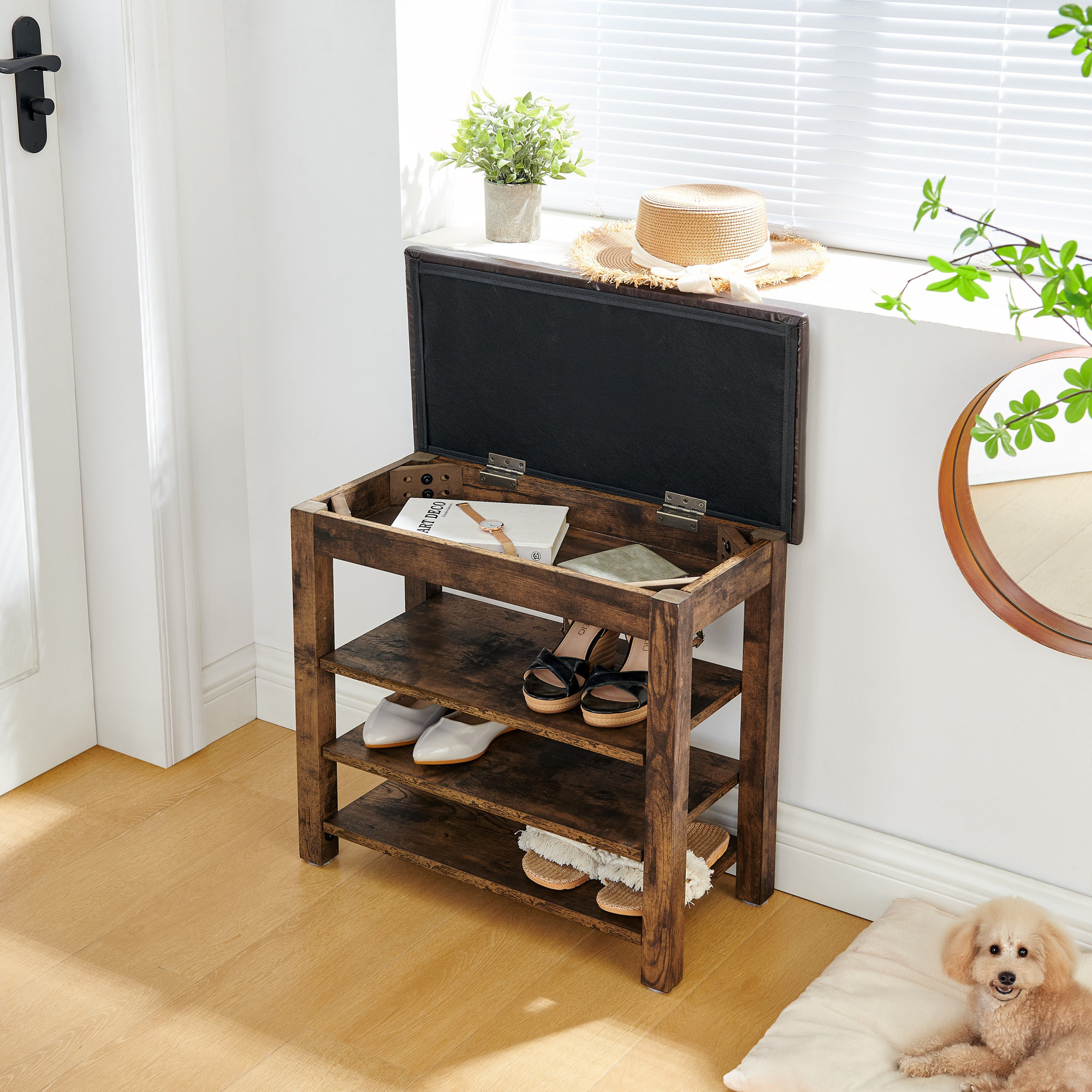 George Oliver A Height-Adjustable Shoe-Changing Bench Made Of High ...