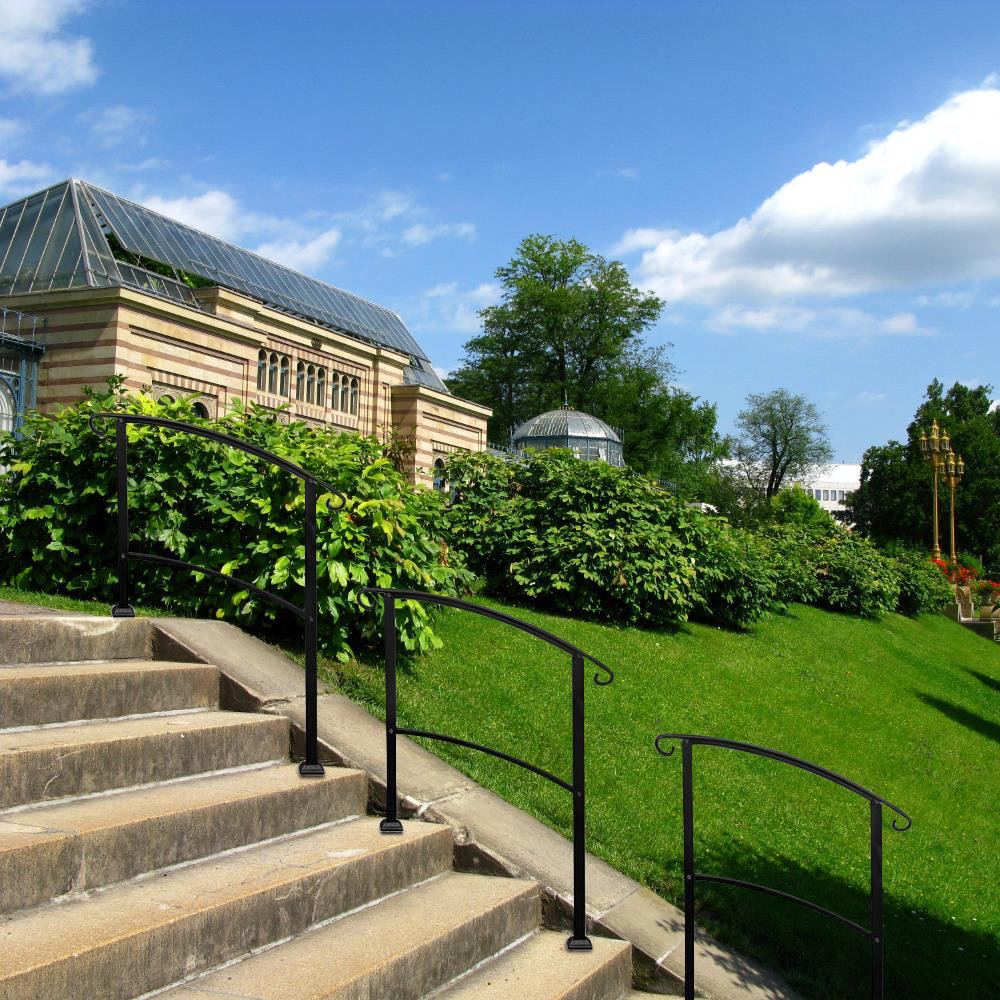 Red Barrel Studio Fegley Metal Stair Railing 1-3 Steps Adjustable ...